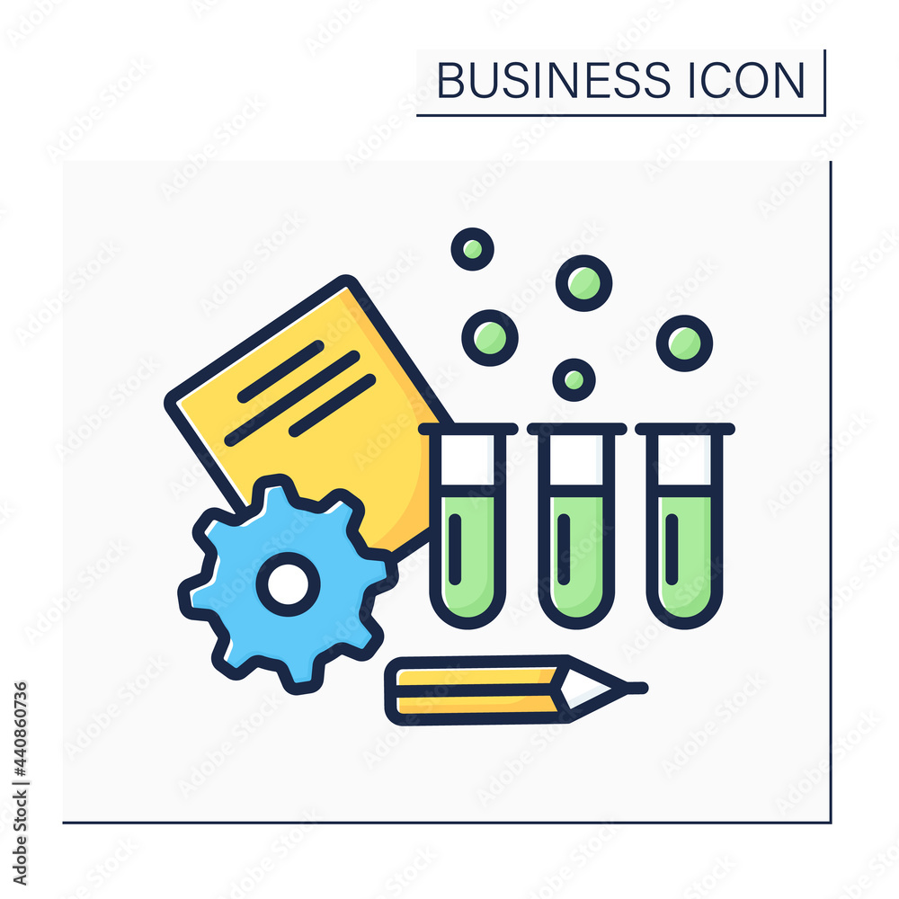 Testing color icon. Pre-production testing. Examination qualitative and ...