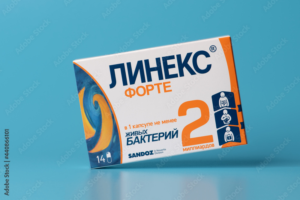 Moscow, Russia - 20 June 2021: Pills for .intestinal microflora ...
