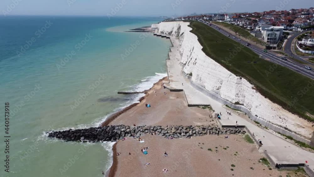 Saltdean, England 4k Drone Beach Flyover. Sunny day. Saltdean Lido ...