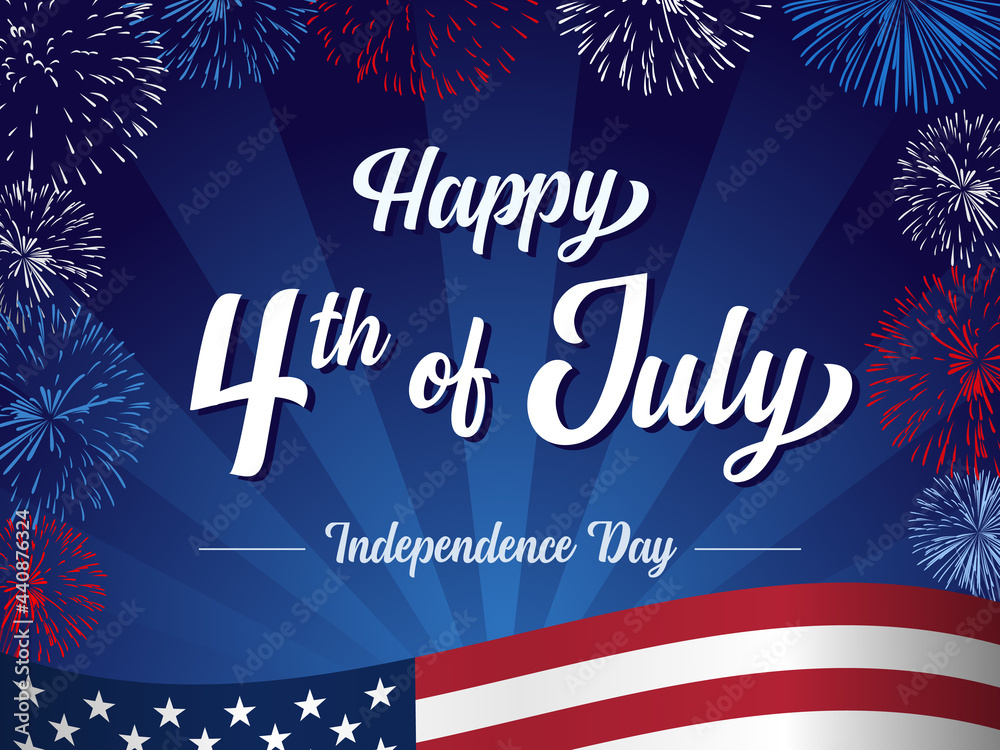 Happy 4th of July Independence Day greeting card with lettering and ...