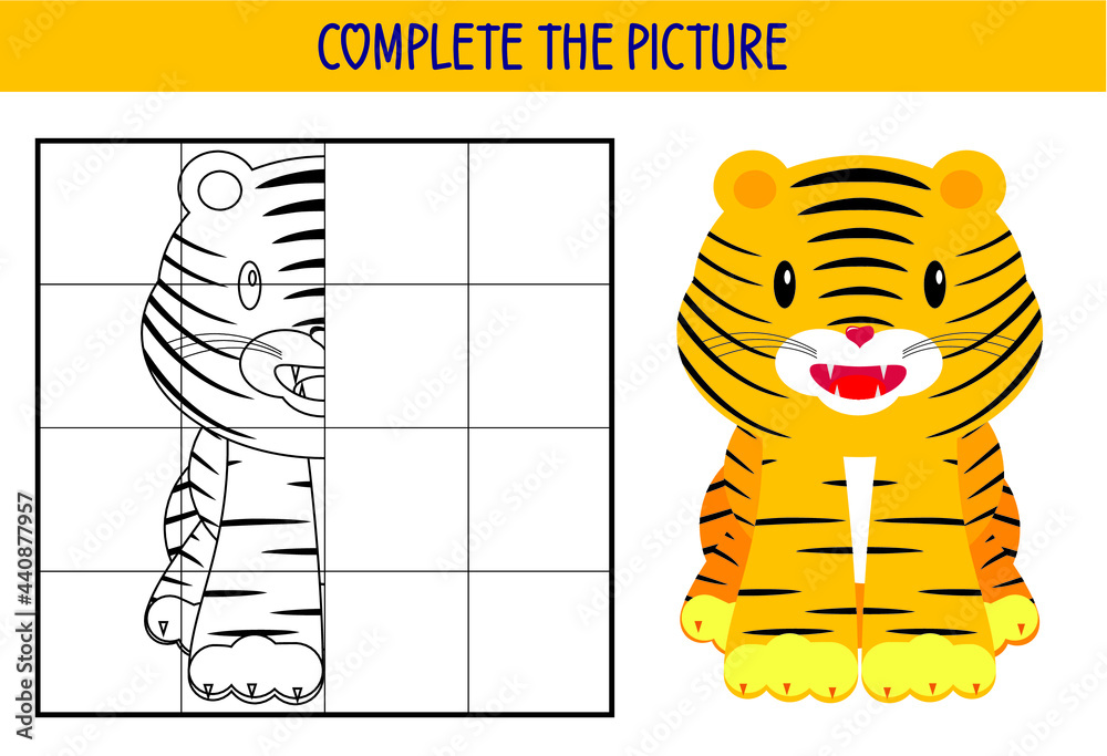Kids game. Complete the picture. Circus animal Stock Vector | Adobe Stock