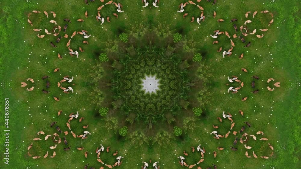 Kaleidoscope cow background in 4k pattern. Symmetry view Stock ビデオ ...
