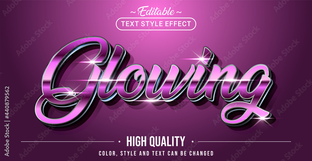 Editable text style effect - Glowing text style theme. Stock Vector | Adobe Stock