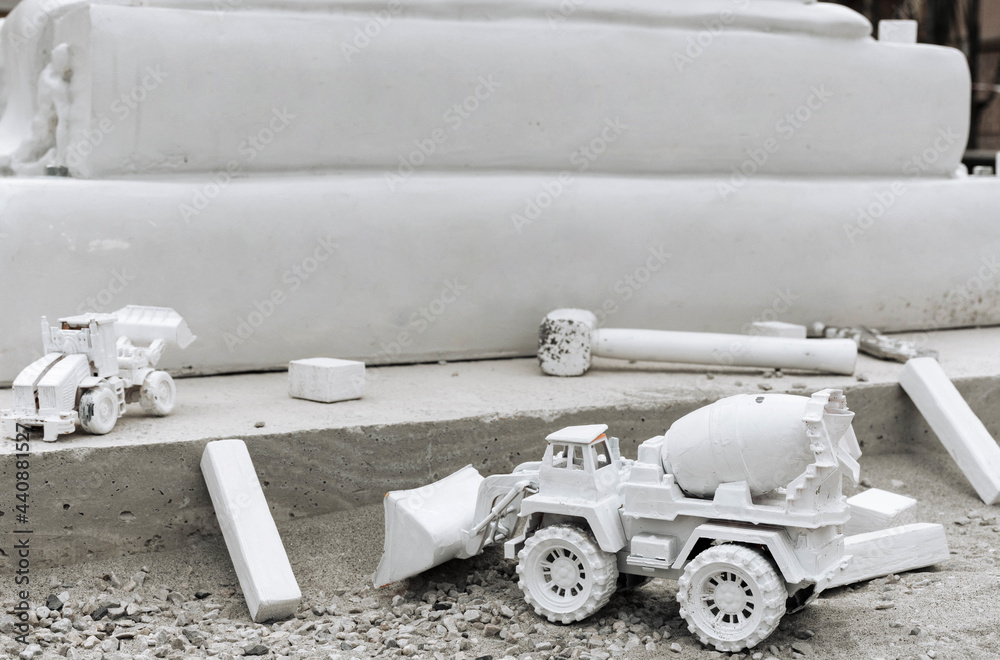 Miniature representation of construction site in city. Building ...