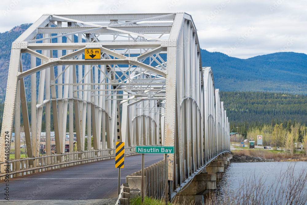 Nisutlin Bay Bridge large man made structure steel bridge in township ...