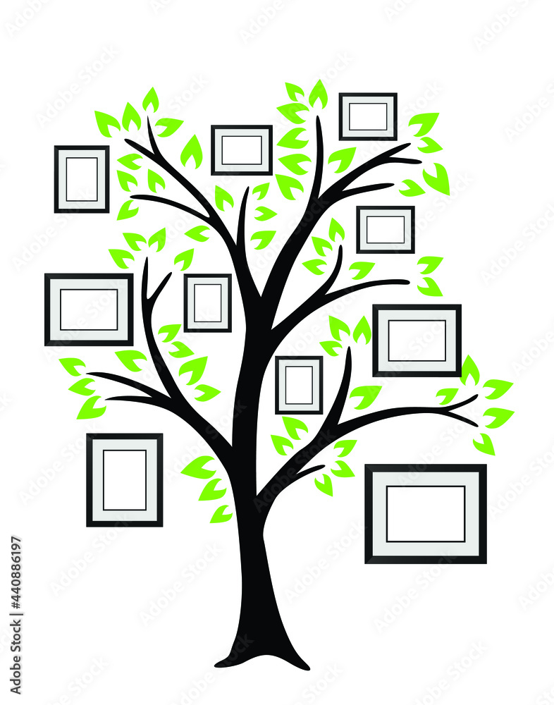 Family tree with photo frames family tree with vector image Stock ...