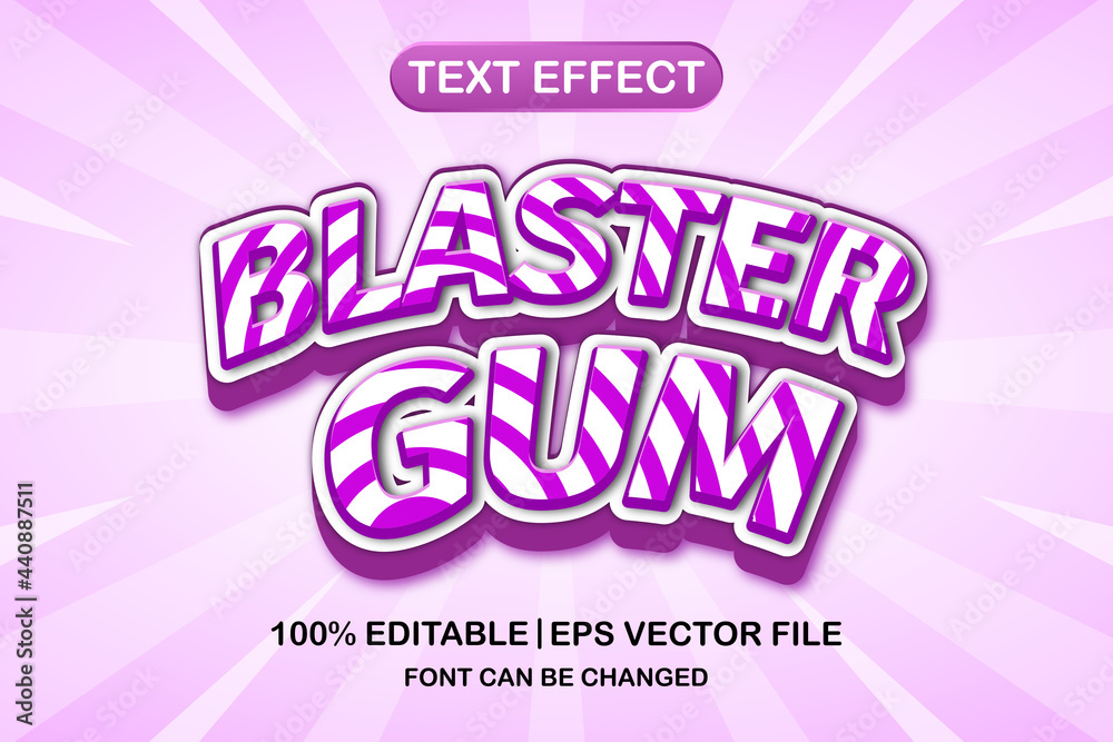 blaster gum 3d editable text effect Stock Vector | Adobe Stock