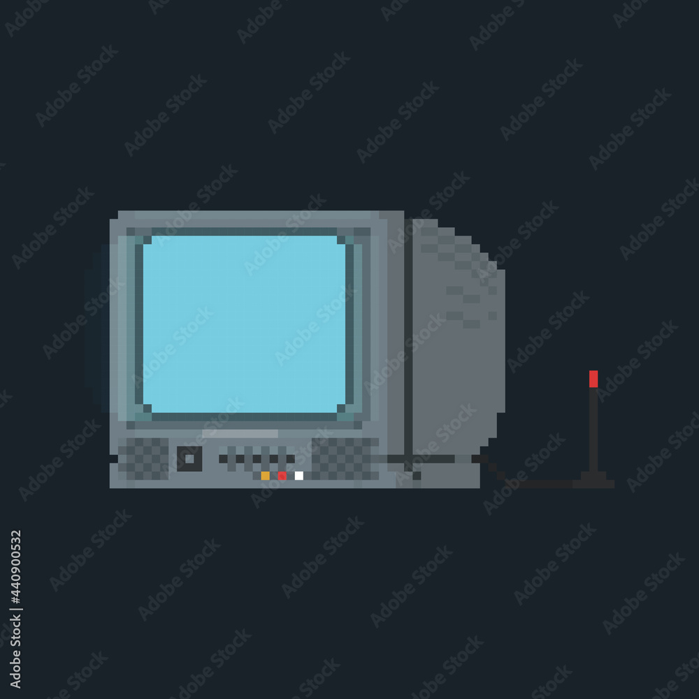 Pixel art television with mini antenna. Stock Vector | Adobe Stock