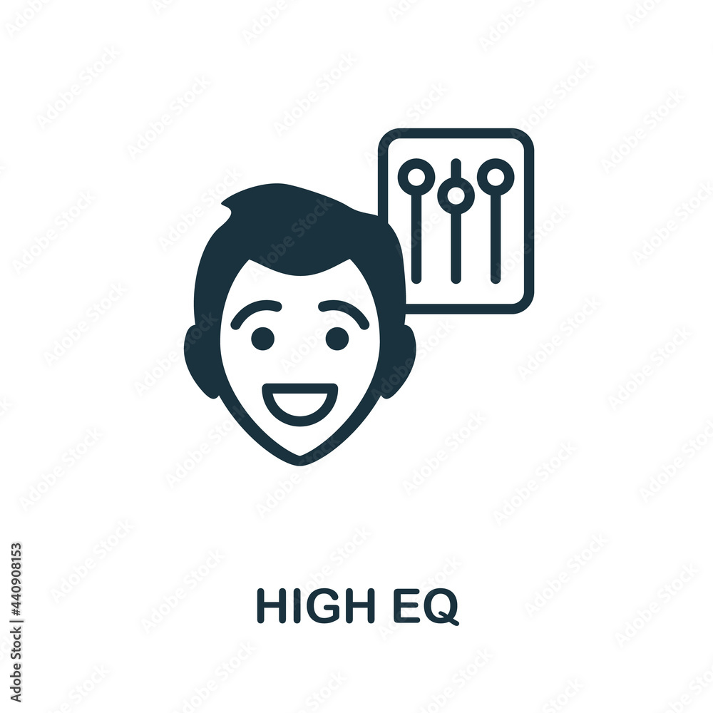 High Eq icon. Monochrome simple element from soft skill collection ...
