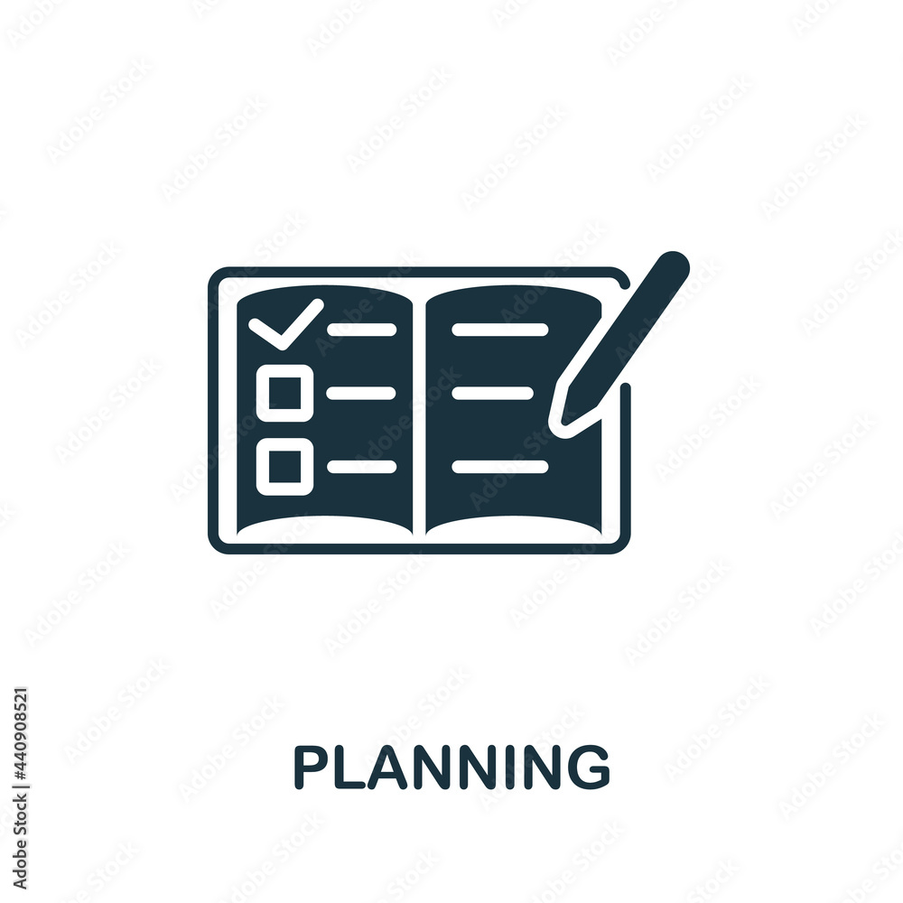 Planning icon. Monochrome simple element from soft skill collection ...