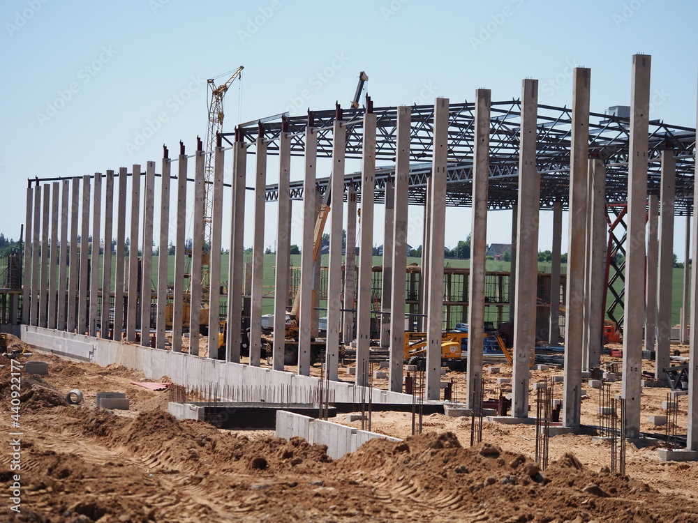 rebar welded rust metal structure of the building foundation Stock ...