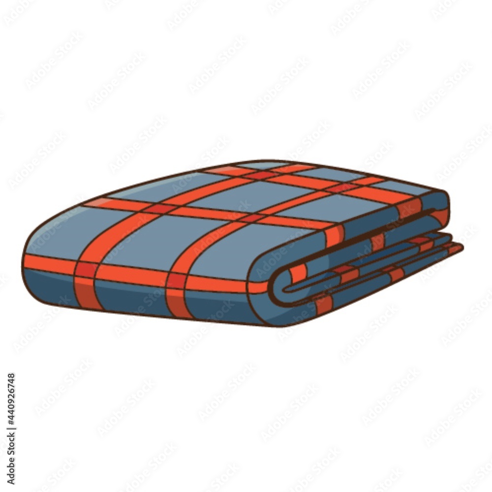 Folded plaid blanket. Cover. Design element with outline. The theme of ...