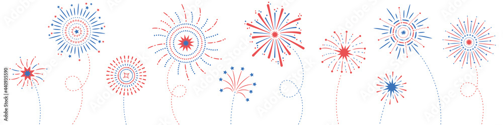 Fireworks banner, footer, Independence Day, 4th of July, celebration ...