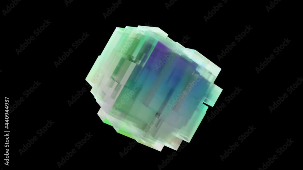 Colorful data cubes appearing in rotating cubical form. 3d render loop ...