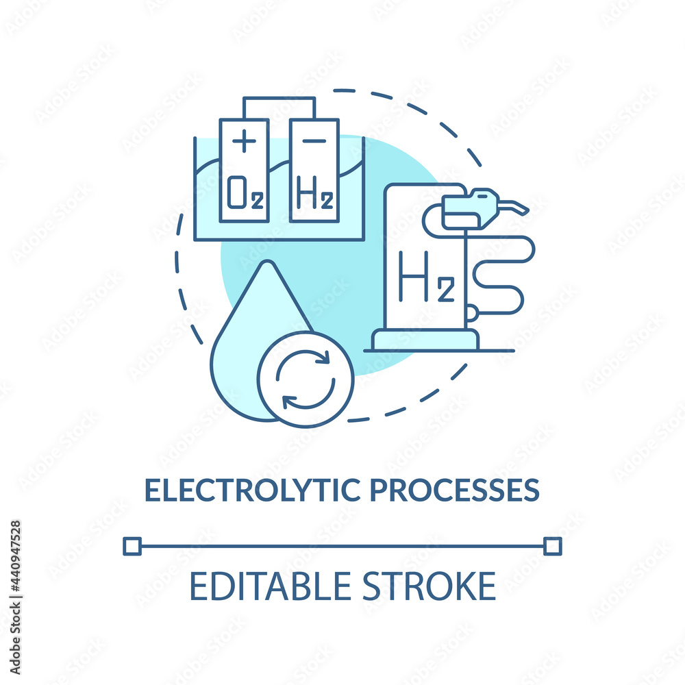 Electrolytic processes concept icon. H2 fuel production abstract idea ...