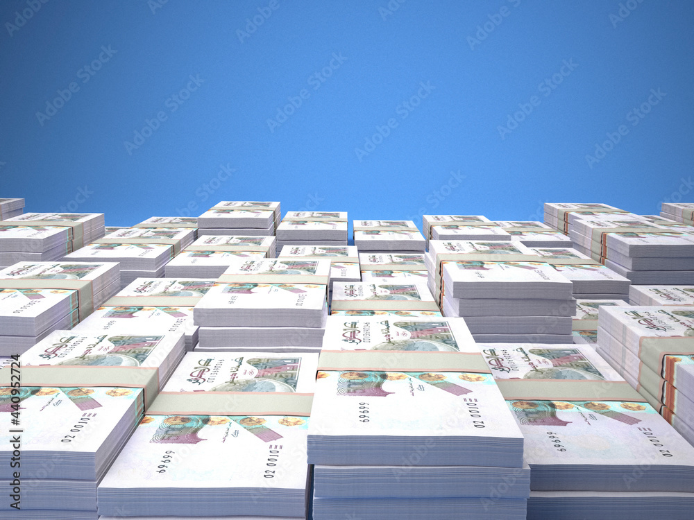 Algerian money. Algerian dinar banknotes. 500 DZD dinars bills. Stock ...