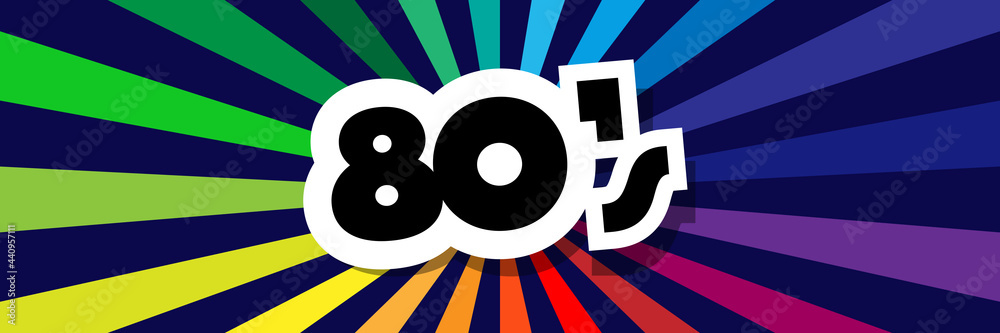 Eighties on radial stripes background Stock Vector | Adobe Stock