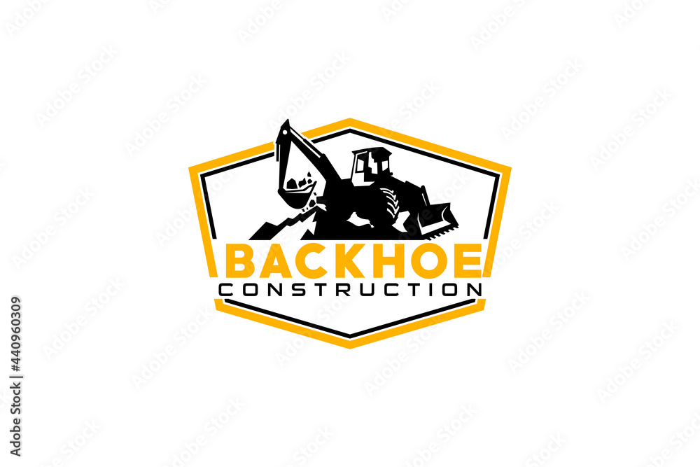 Backhoe logo template vector. Heavy equipment logo vector for ...