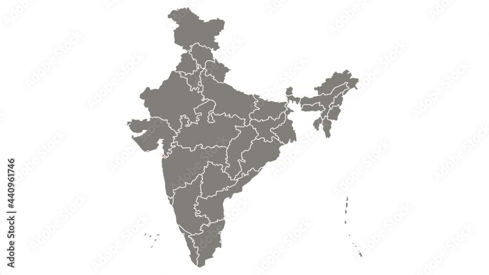 Daman and Diu state blinking red highlighted in map of India Stock ...