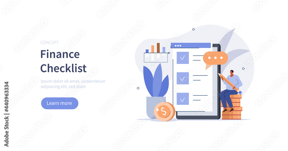 Character analyzing his finances, savings, creating budget and filling ...