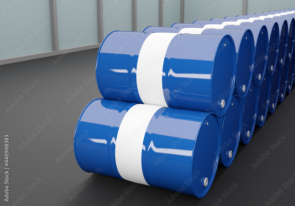 Barrels for toxic chemistry. Toxic barrels are kept on top of each ...