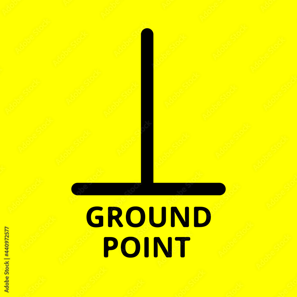 Ground icon, sign. Electrical symbol isolated on yellow background. ESD ...