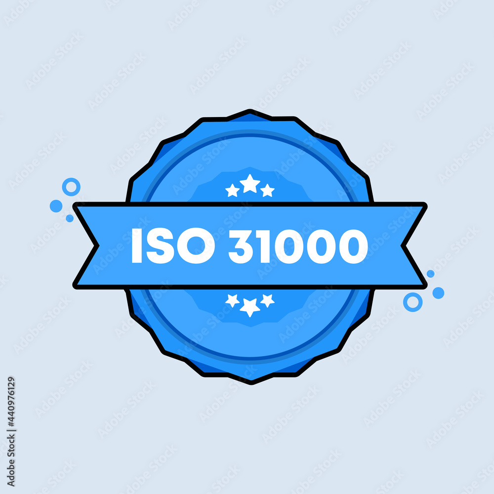 ISO 31000 badge. Vector. ISO 31000 standard certificate stamp icon ...