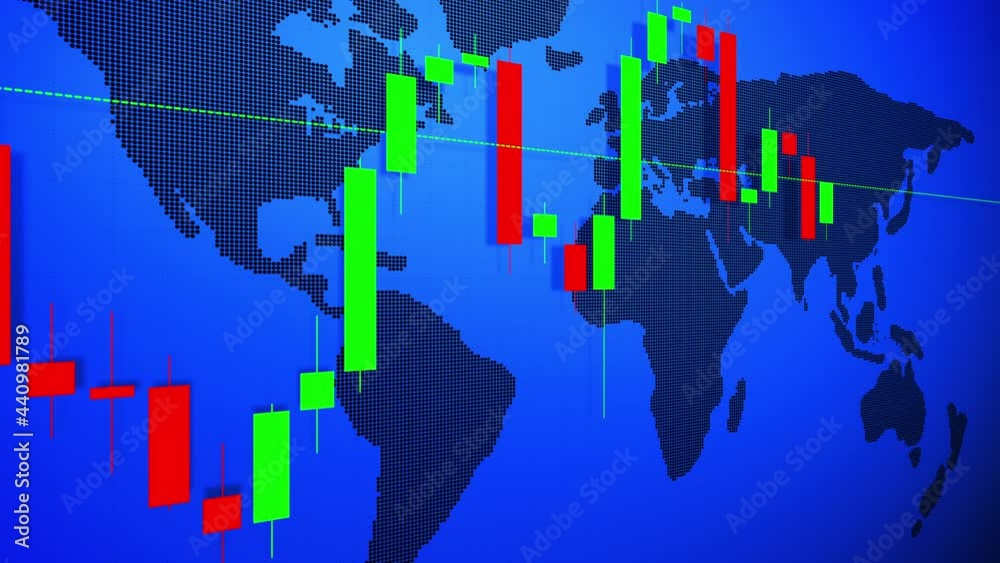 Stock market charts. Seamlessly loop animaion. Candlestick graph of ...