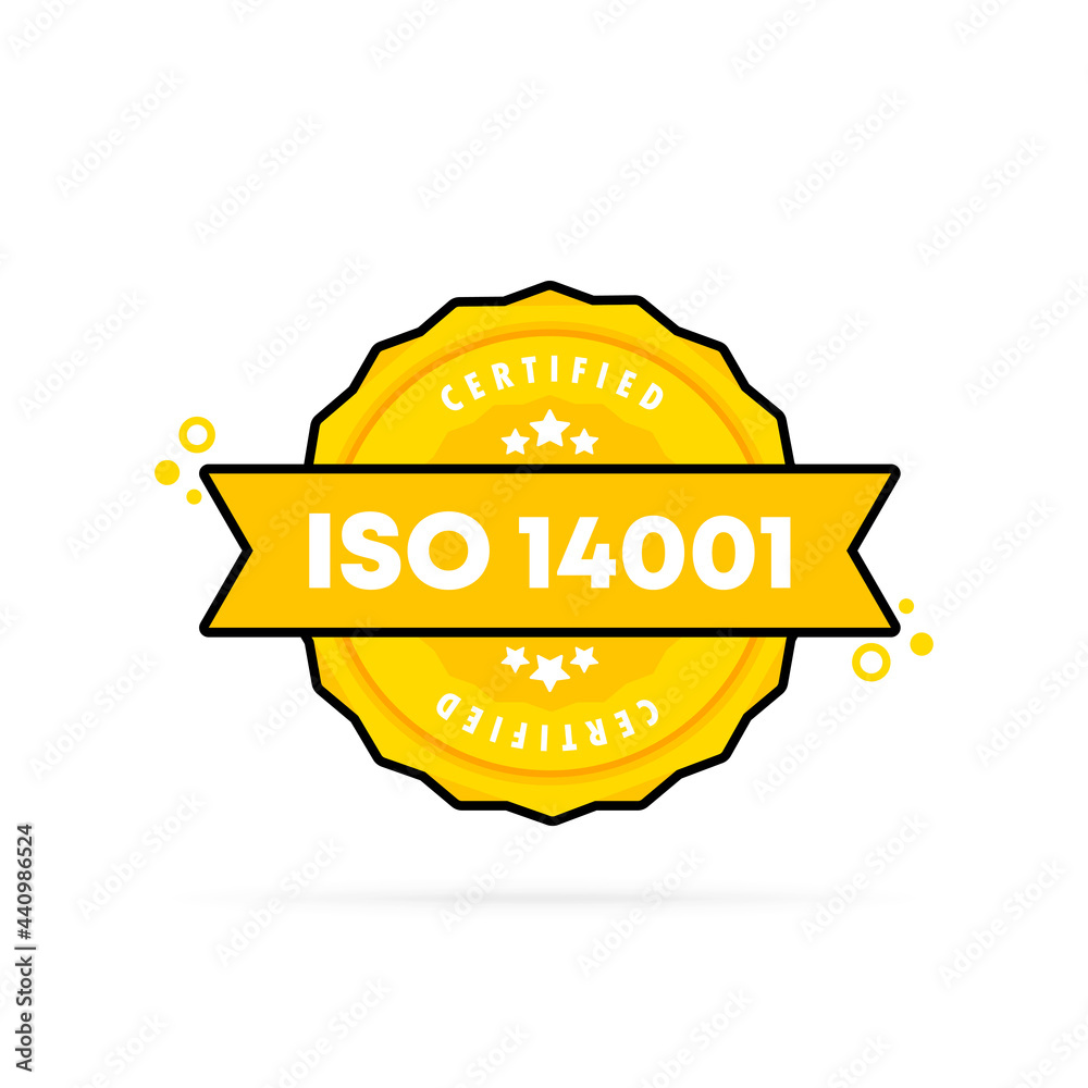 ISO 14001 stamp. Vector. ISO 14001 badge icon. Certified badge logo ...