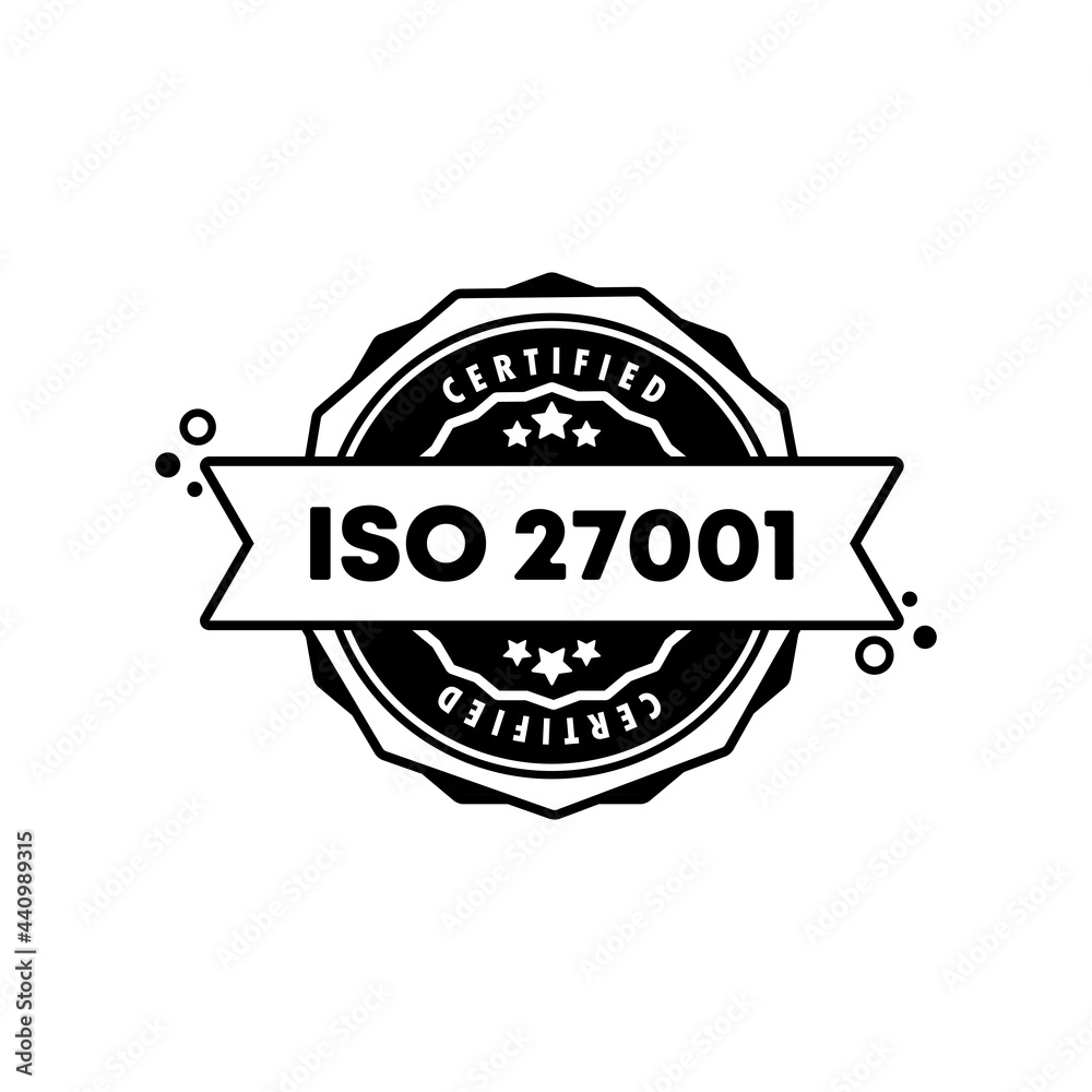 ISO 27001 stamp. Vector. ISO 27001 badge icon. Certified badge logo ...