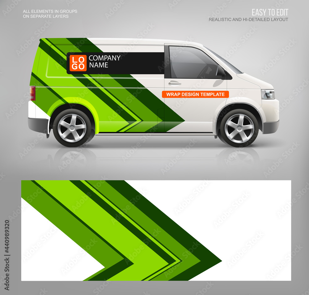 Realistic Van mockup and wrap decal for livery branding design and ...