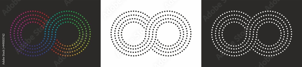 Collection: Ethernity, infinity symbol pattern of dots. Three ...
