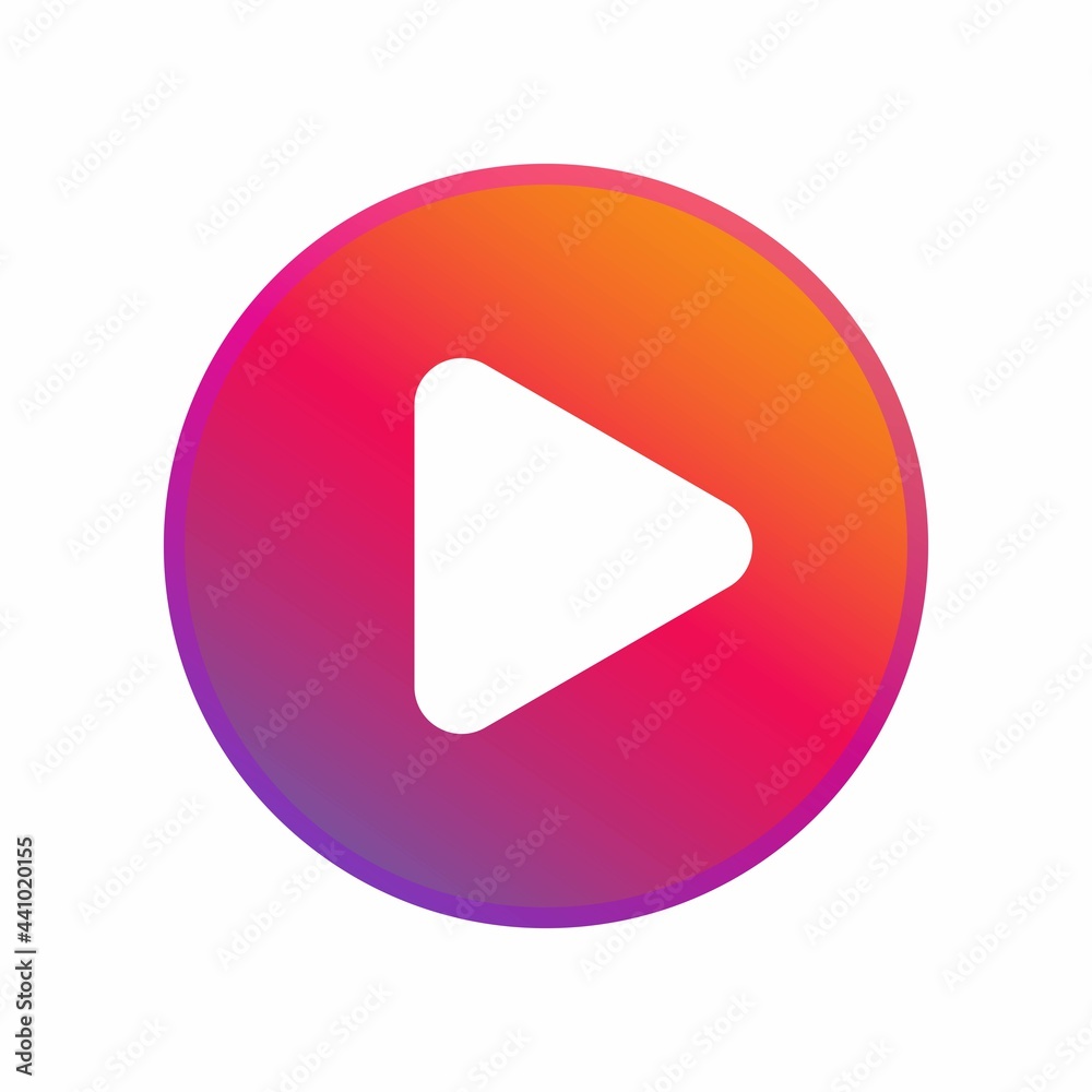 Play button icon . Video and music player start button sign vector ...