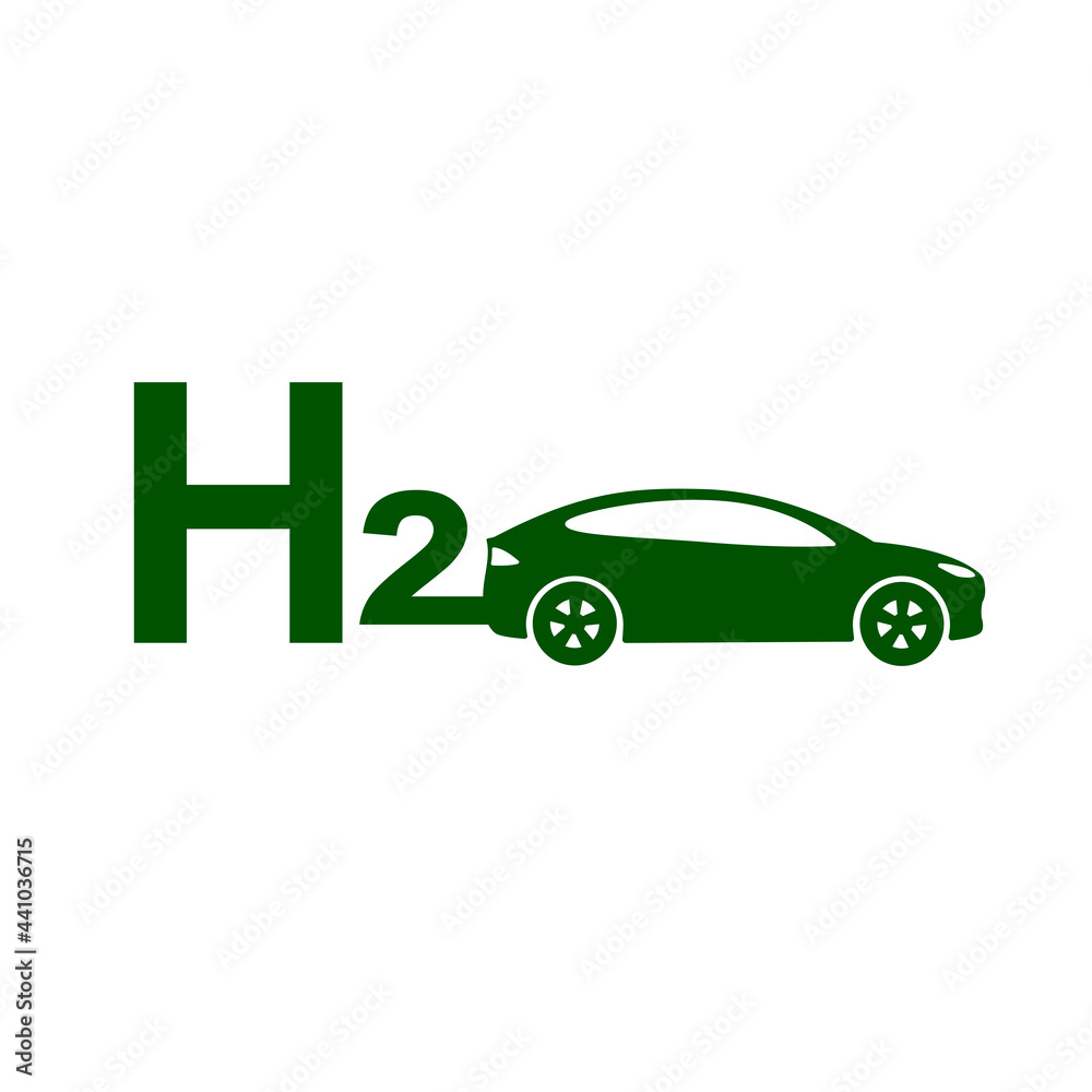 Hydrogen vehicle icon. Hydrogen powered car side view. Vector ...