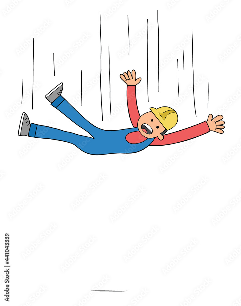 Cartoon worker falls from height, vector illustration Stock Vector ...
