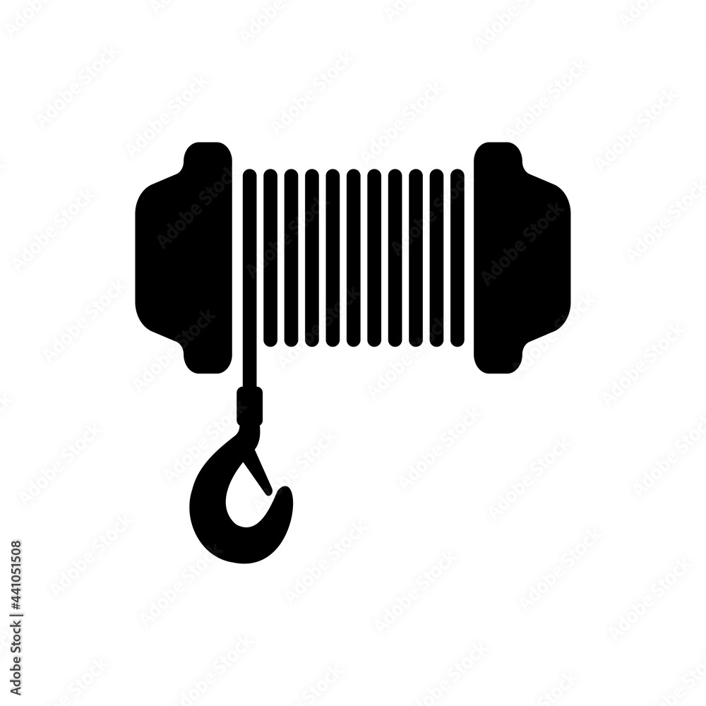 Winch icon. Black silhouette. Front view. Vector simple flat graphic ...