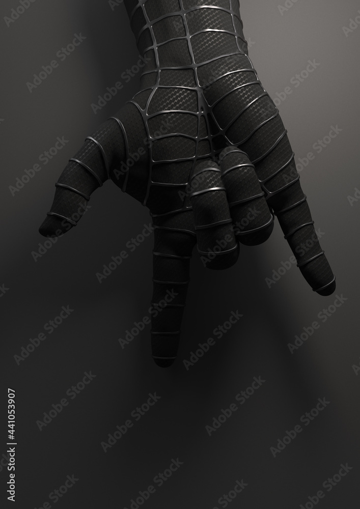 3D composite illustration of a hero hand. Hand gesture. 3D rendering ...