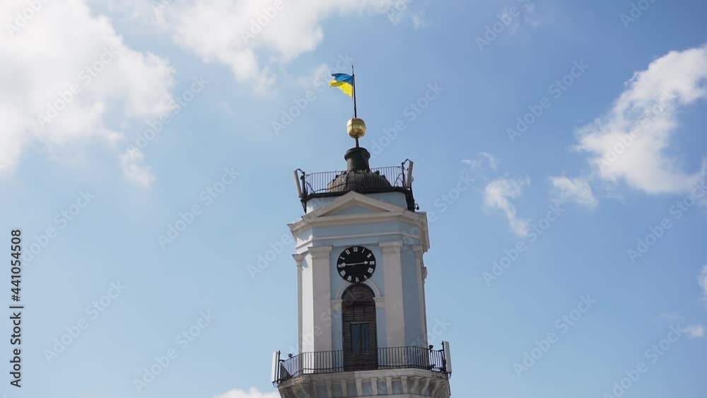 Chernivtsi, Ukraine - May 23, 2021: Spire top of the architectural ...