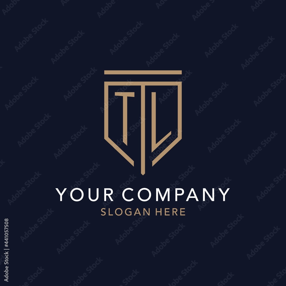 TL initial logo monogram with simple luxury shield icon design Stock ...