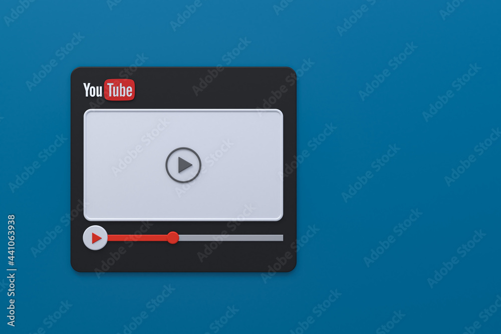 Youtube video player 3d screen design or video media player interface ...