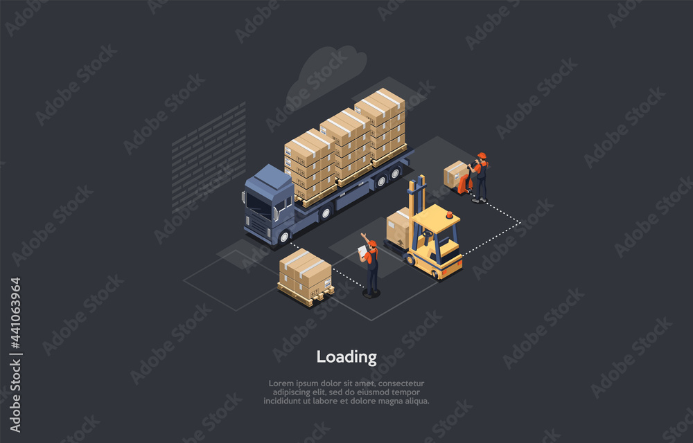 Vector Illustration With Writing. Isometric Composition. Cartoon 3D ...
