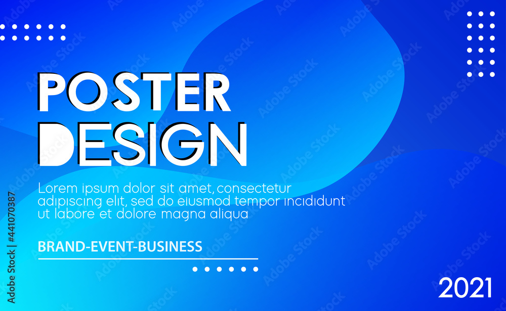 Abstract blue poster design template. Vector blue gradient with fluid ...