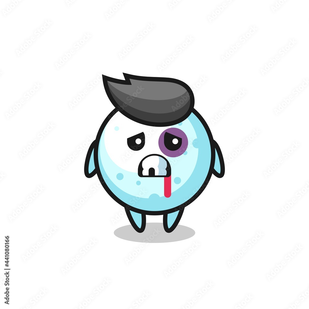 injured snow ball character with a bruised face Stock Vector | Adobe Stock