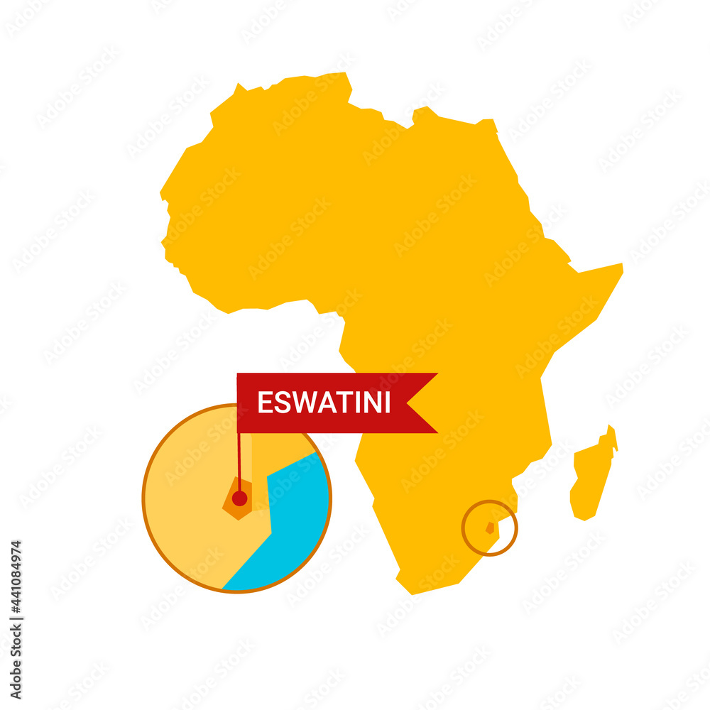 Eswatini on an Africa s map with word Eswatini on a flag-shaped marker ...
