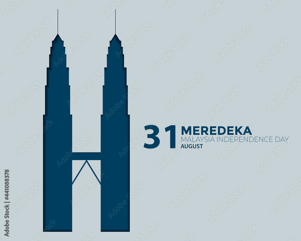 Malaysia Independence Day Menara Petronas Paper Stock Vector | Adobe Stock