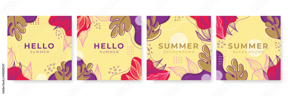 Vector set of colorful social media post and stories design templates ...