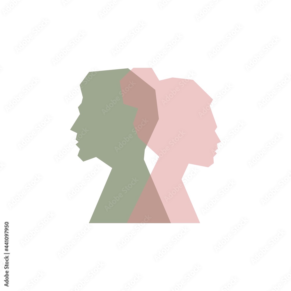 Silhouette of men and women who quarrel and turn their backs color icon ...