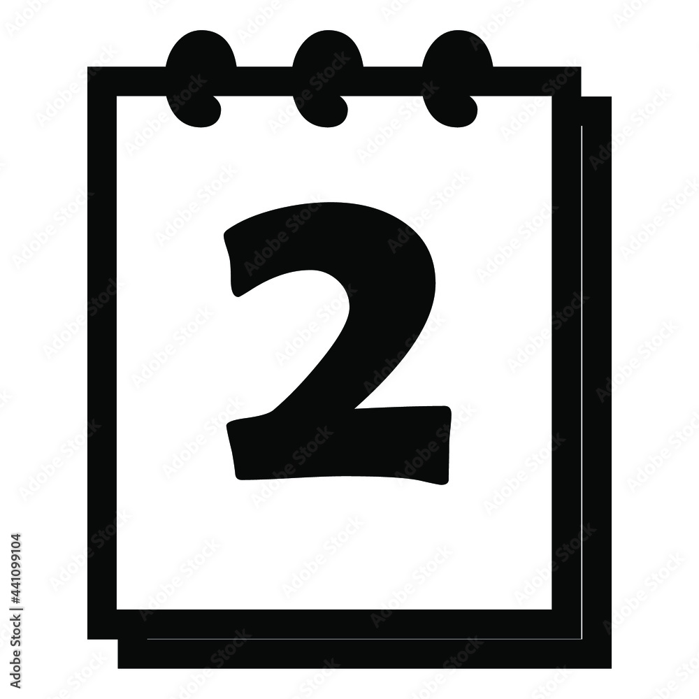 Number 2 - calendar flipping datetime day month simple flat vector ...