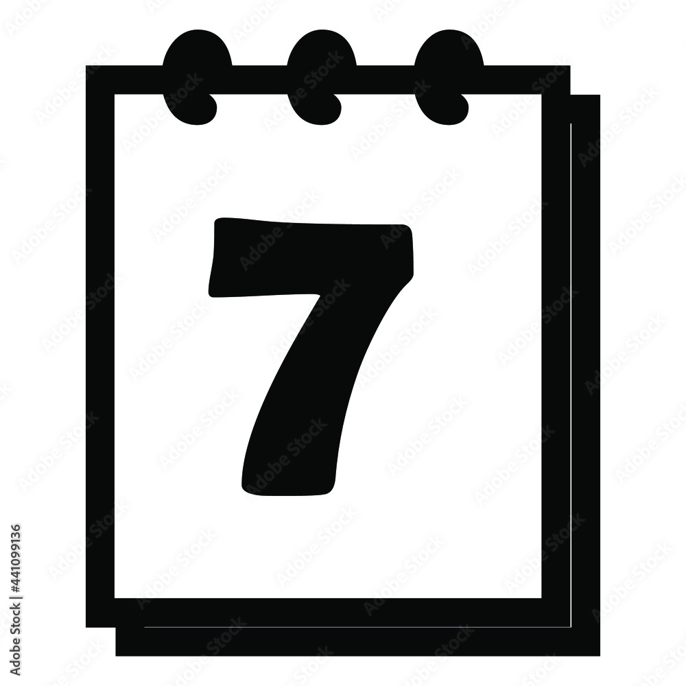 Number 7 - calendar flipping datetime day month simple flat vector ...