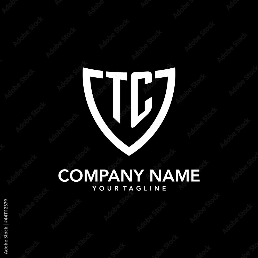 TC monogram initial logo with clean modern shield icon design Stock ...